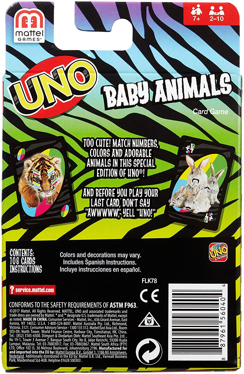 Mattel FLK78 Joc de societate, cărți uno "UNO" Baby animal - cumpăra în ...